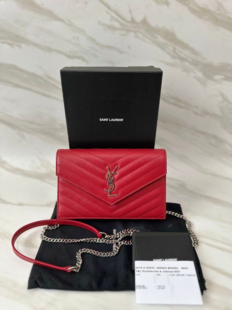 Ysl Woc 19 cm Red Shw full set no rec, Barang Mewah, Tas & Dompet di ...