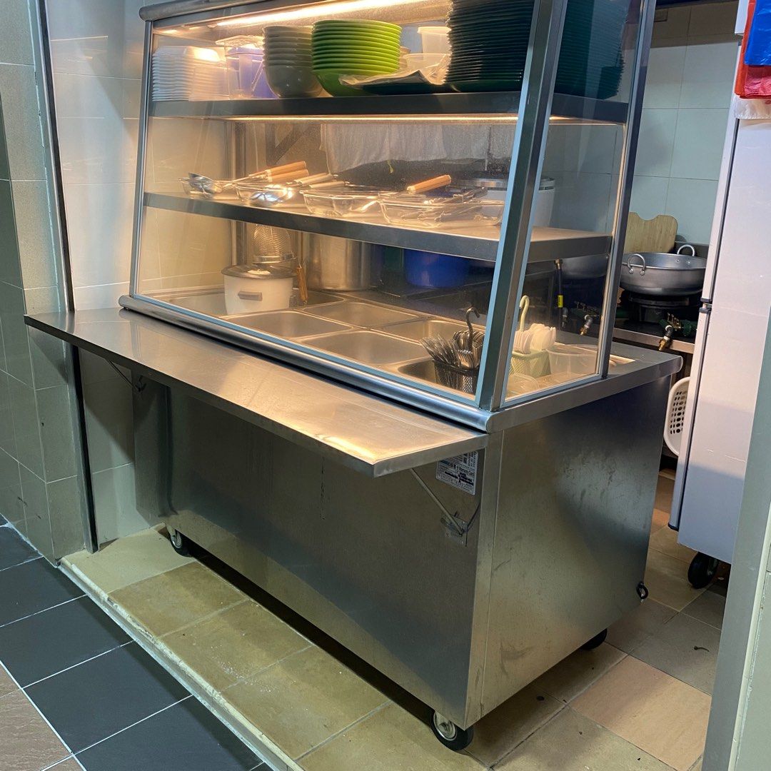 4 hole bain marie food warmer display showcase WITH foldable rack, TV ...