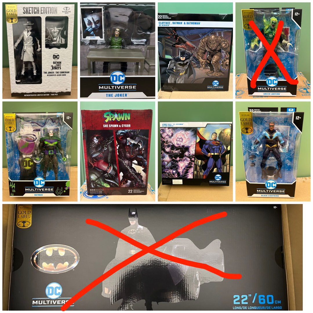 (價錢見內文) Mcfarlane DC Spawn Batman Joker Superman Batmobile, 興趣及遊戲, 玩具 ...