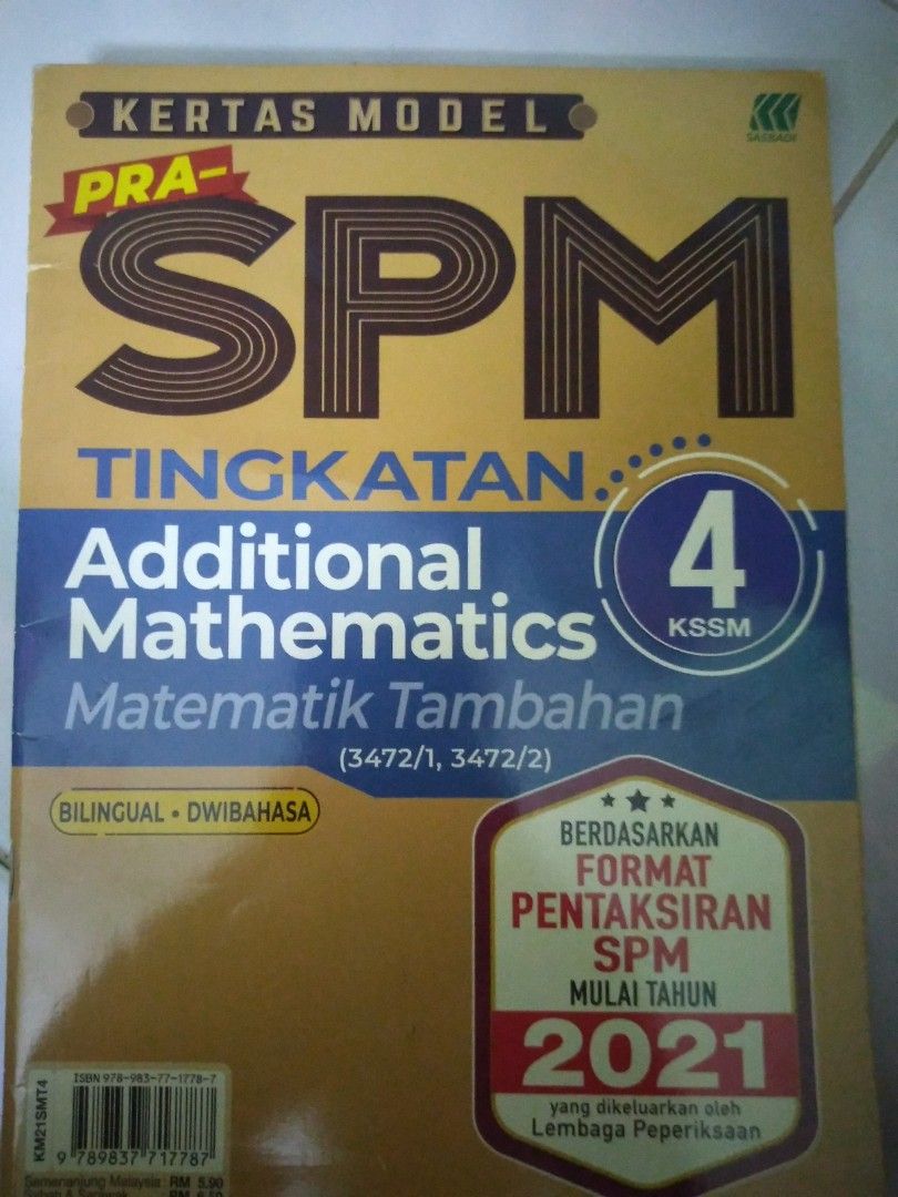 Add Mathematics tingkatan 4 SPM kertas model, Hobbies & Toys, Books & Magazines, Assessment ...