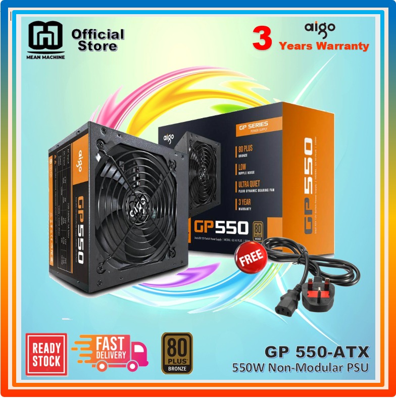 AIGO GP 550W 80+ Bronze Non Modular ATX Gaming PSU - GP550, Computers & Tech, Parts ...