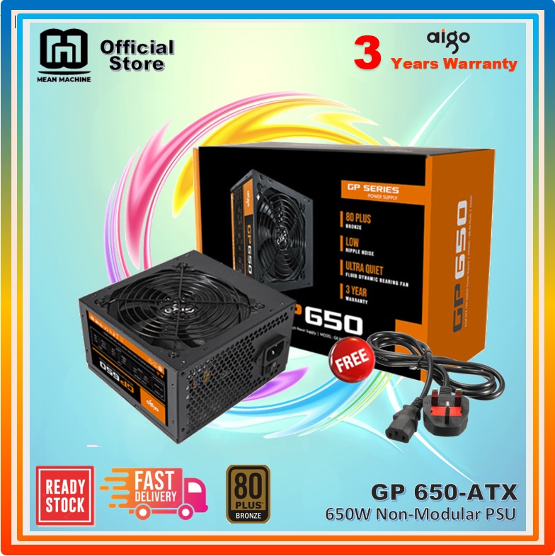 AIGO GP 650W 80+ Bronze Non Modular ATX Gaming PSU - GP650, Computers ...