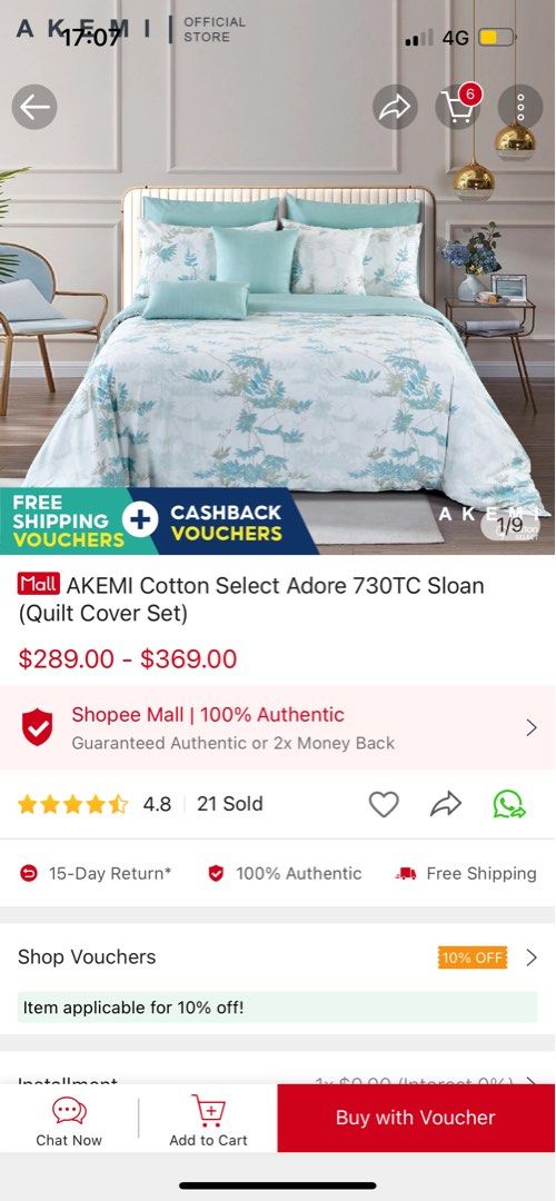 AKEMI Queen Cotton full set, Furniture & Home Living, Bedding & Towels ...