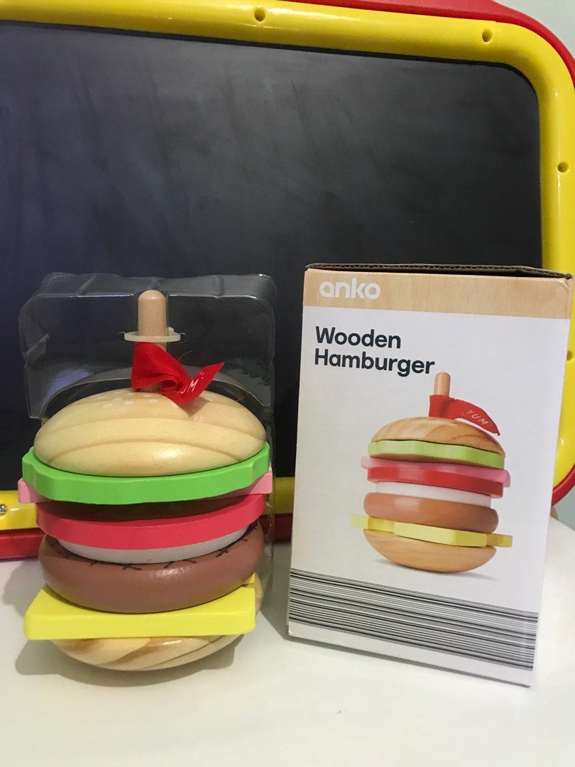 Anko Wooden Toy Stacking Burger, Hobbies & Toys, Toys & Games on Carousell