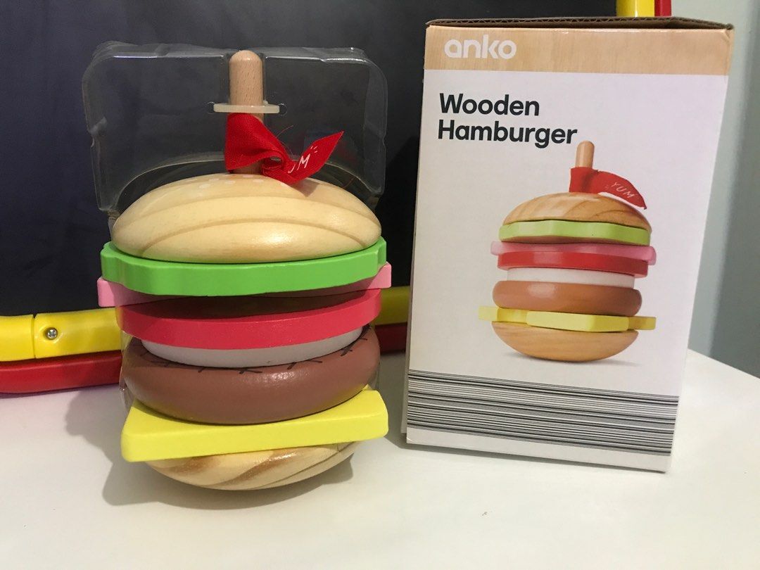 Anko Wooden Toy Stacking Burger, Hobbies & Toys, Toys & Games on Carousell