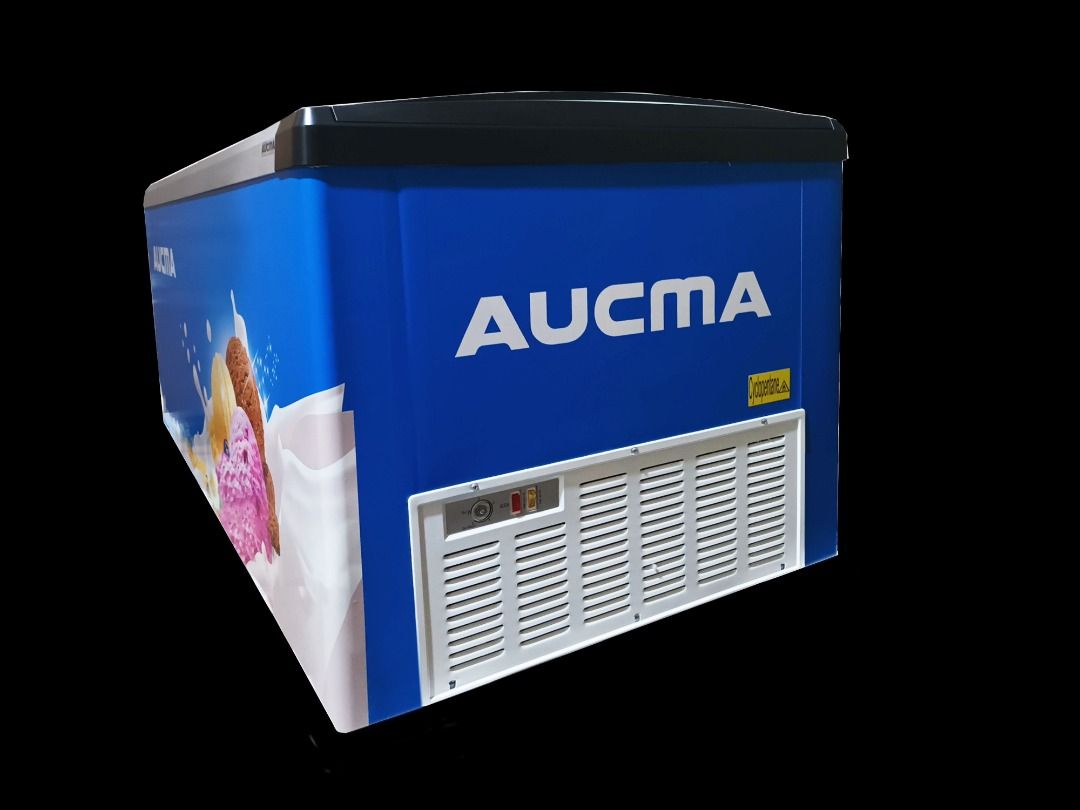 Aucma Commercial Chest Freezer Sliding Glass Door SD-665 Poultry Butchery Frozen Meat Finger ...
