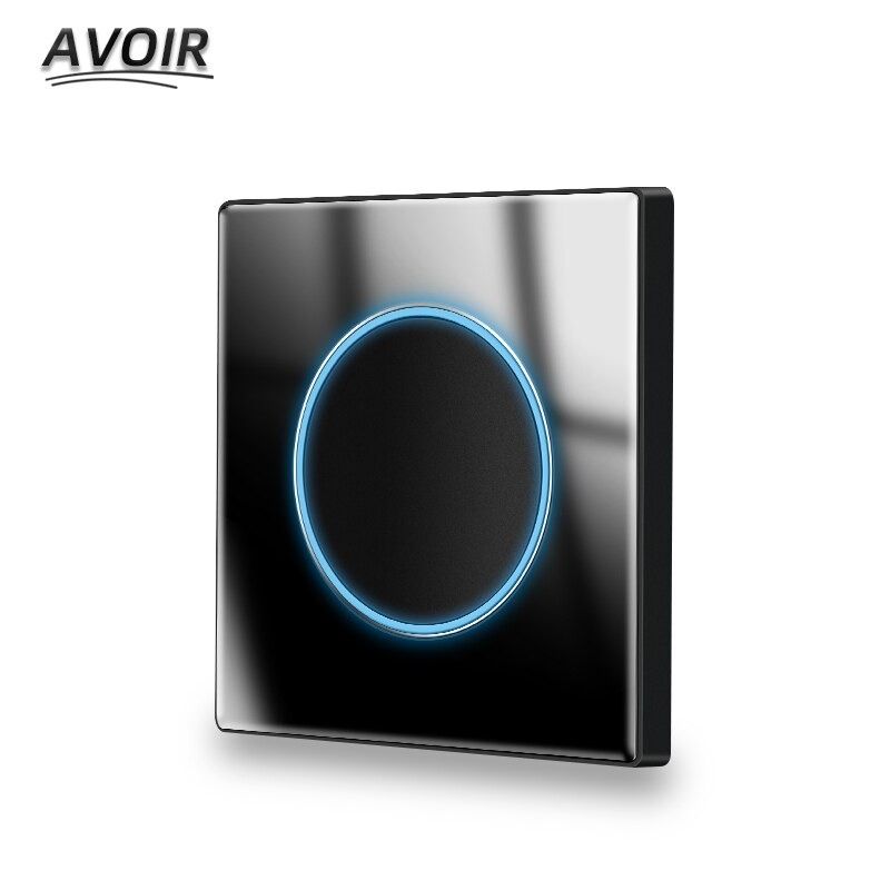Avoir Light Switch Circular Ring LED Black Tempered Glass Panel Wall ...