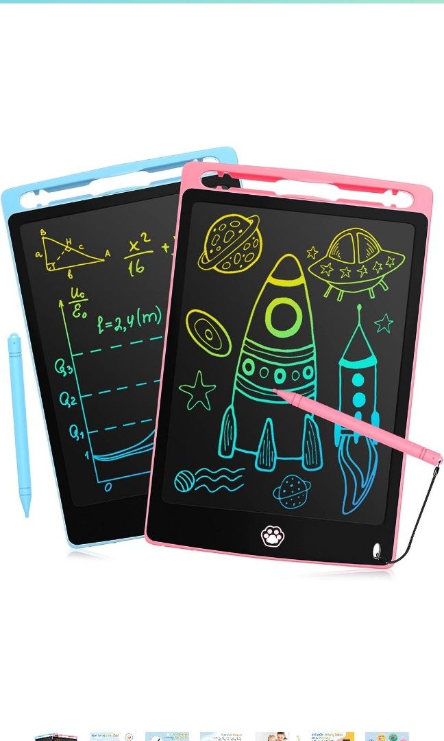 C2) 12 inch LCD writing tablet(pink/black), Babies & Kids, Baby Nursery ...