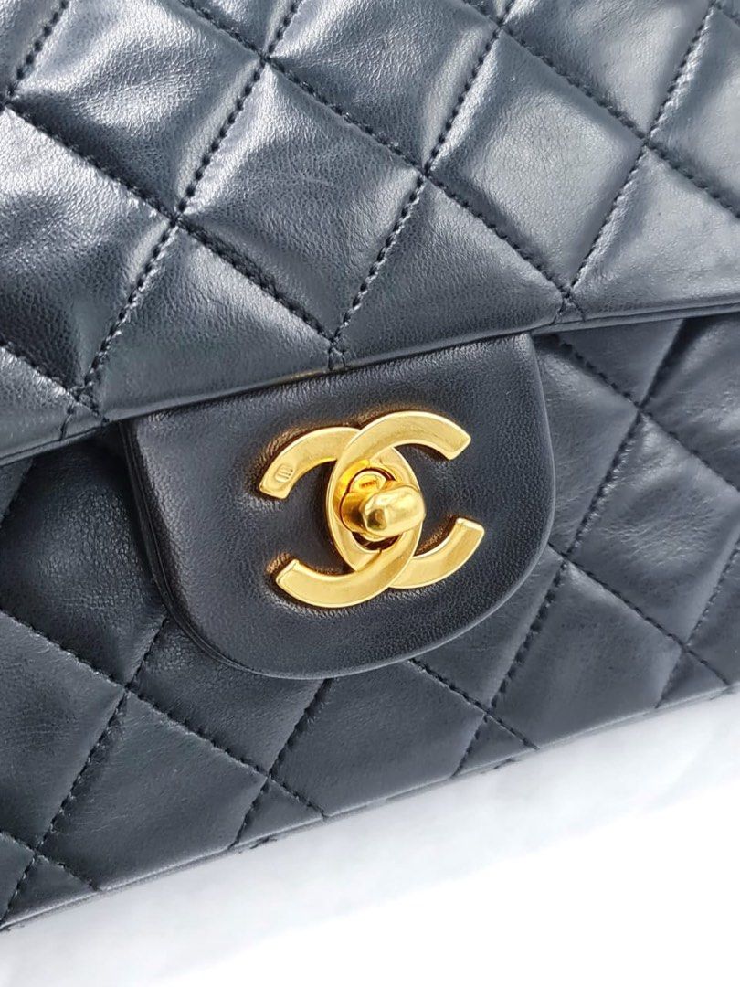 C hanel Vintage Lambskin Medium Double Flap Bag GHW, Luxury, Bags ...