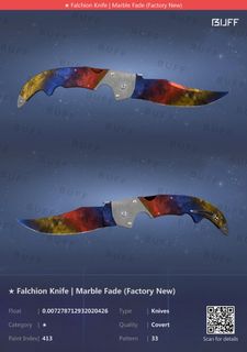 CSGO CS2 FALCHION KNIFE MARBLE FADE, Video Gaming, Gaming Accessories ...