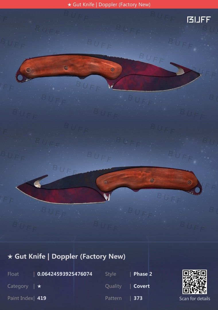 CSGO CS2 GUT KNIFE DOPPLER PHASE 2, Video Gaming, Gaming Accessories, In-Game Products on Carousell
