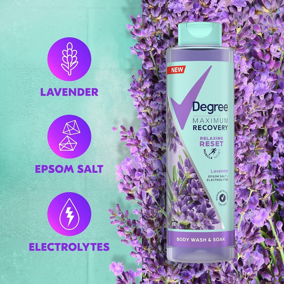 Degree Maximum Recovery Post-Workout Liquid Body Wash Lavender 650mL ...