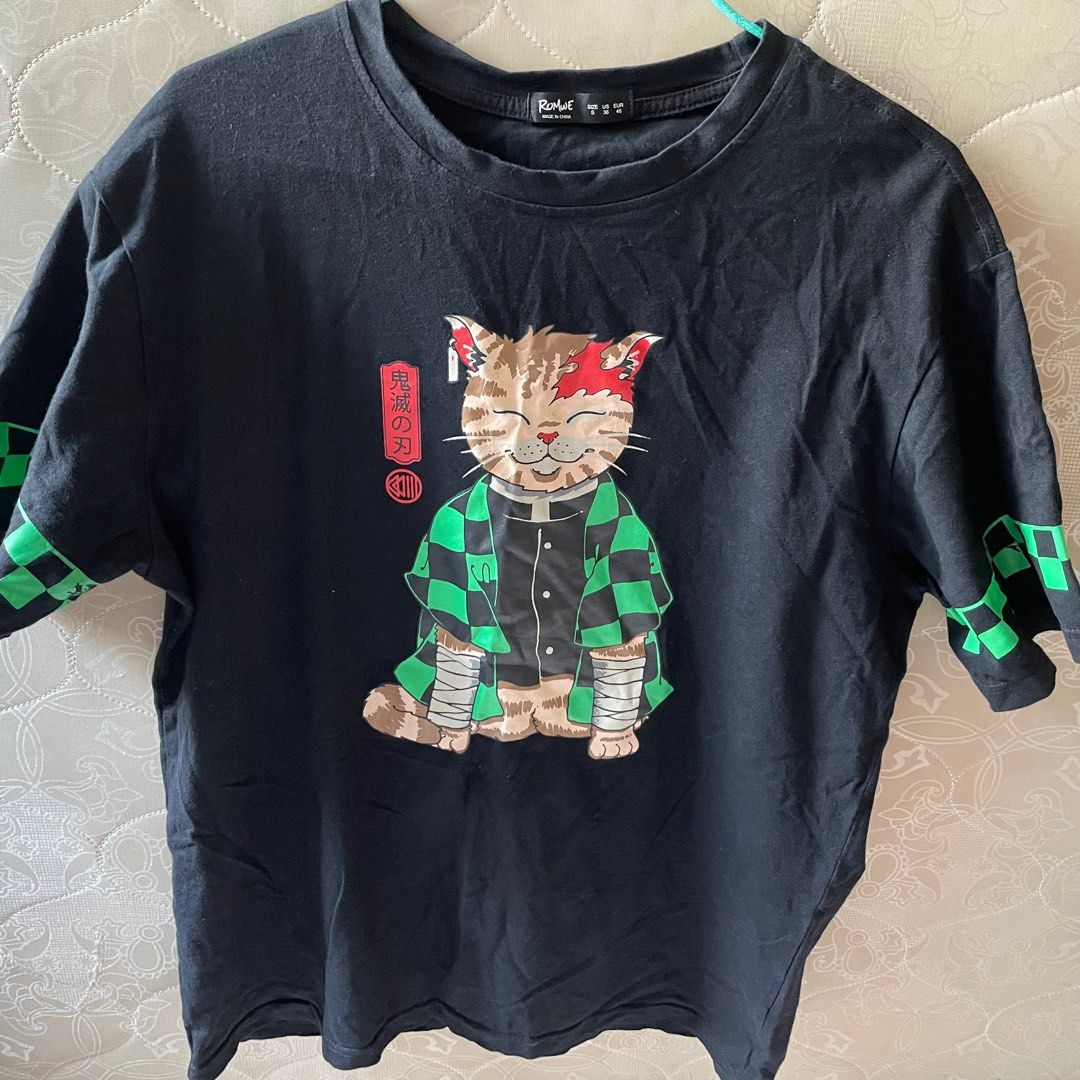 Demon Slayer Tanjiro Cat T-shirt, Men's Fashion, Tops & Sets, Tshirts ...