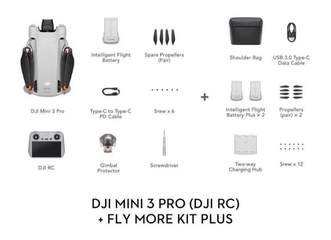 DJI Mini 3 Pro + RC-N2 + Fly More Kit Plus, Photography, Drones on ...