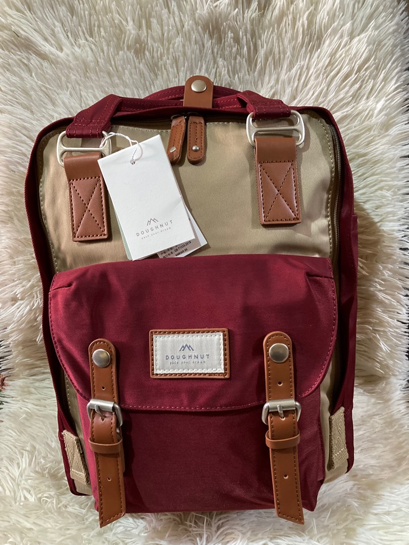 Doughnut Backpack - Maroon w/Light Brown, Women's Fashion, Bags ...