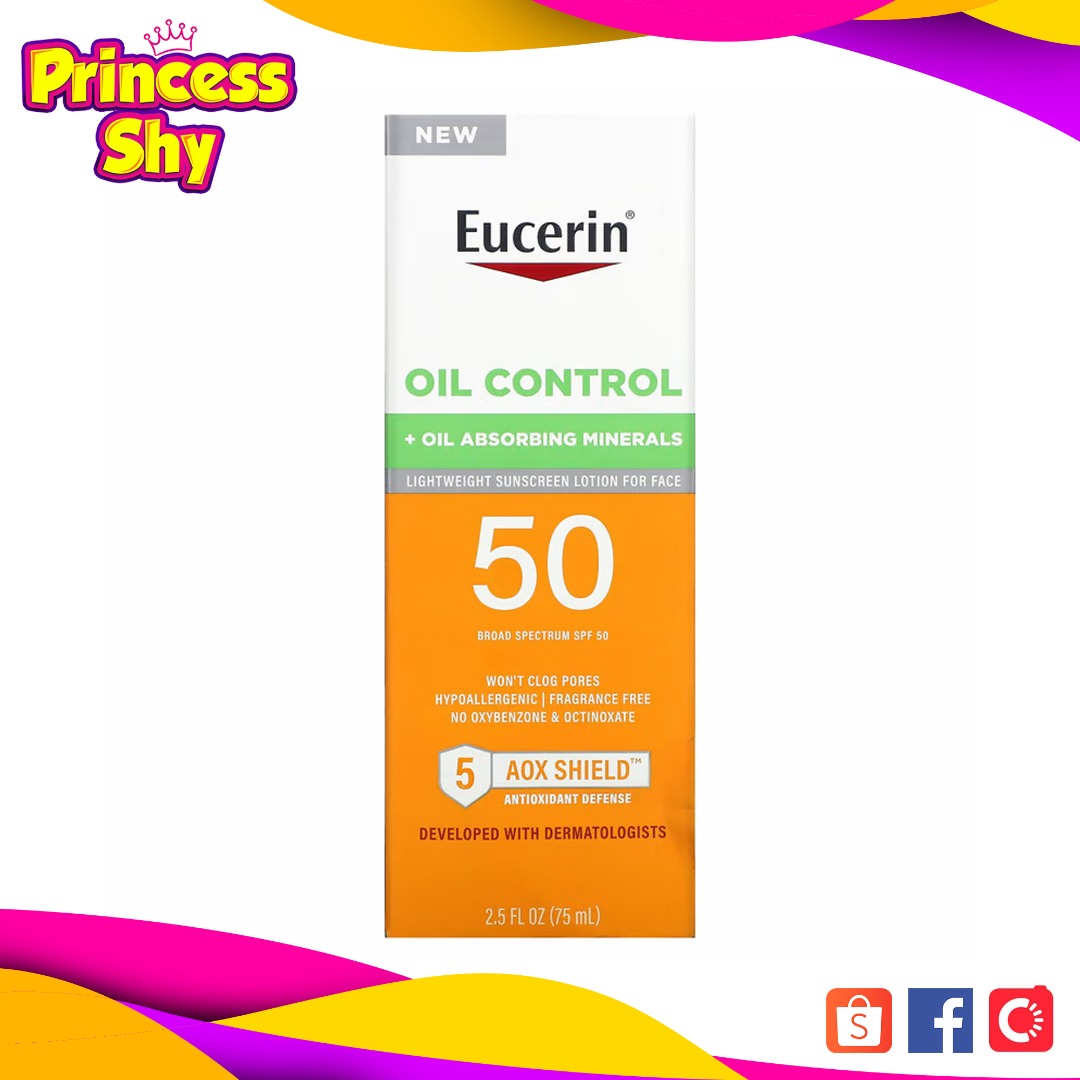 Eucerin Oil Control Sunscreen SPF 50 with Oil Absorbing Minerals Broad ...