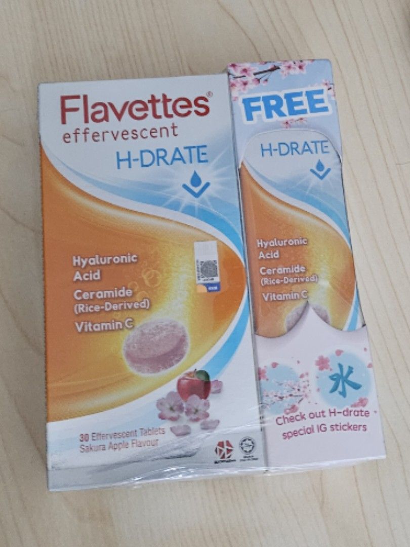 Flavettes Effervescent H-drate, Health & Nutrition, Health Supplements ...