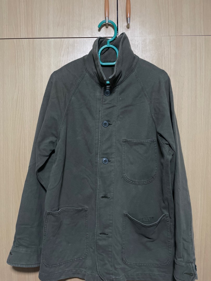 Forest Green Uniqlo Button Jacket, Outer wear, Men's Fashion, Coats ...