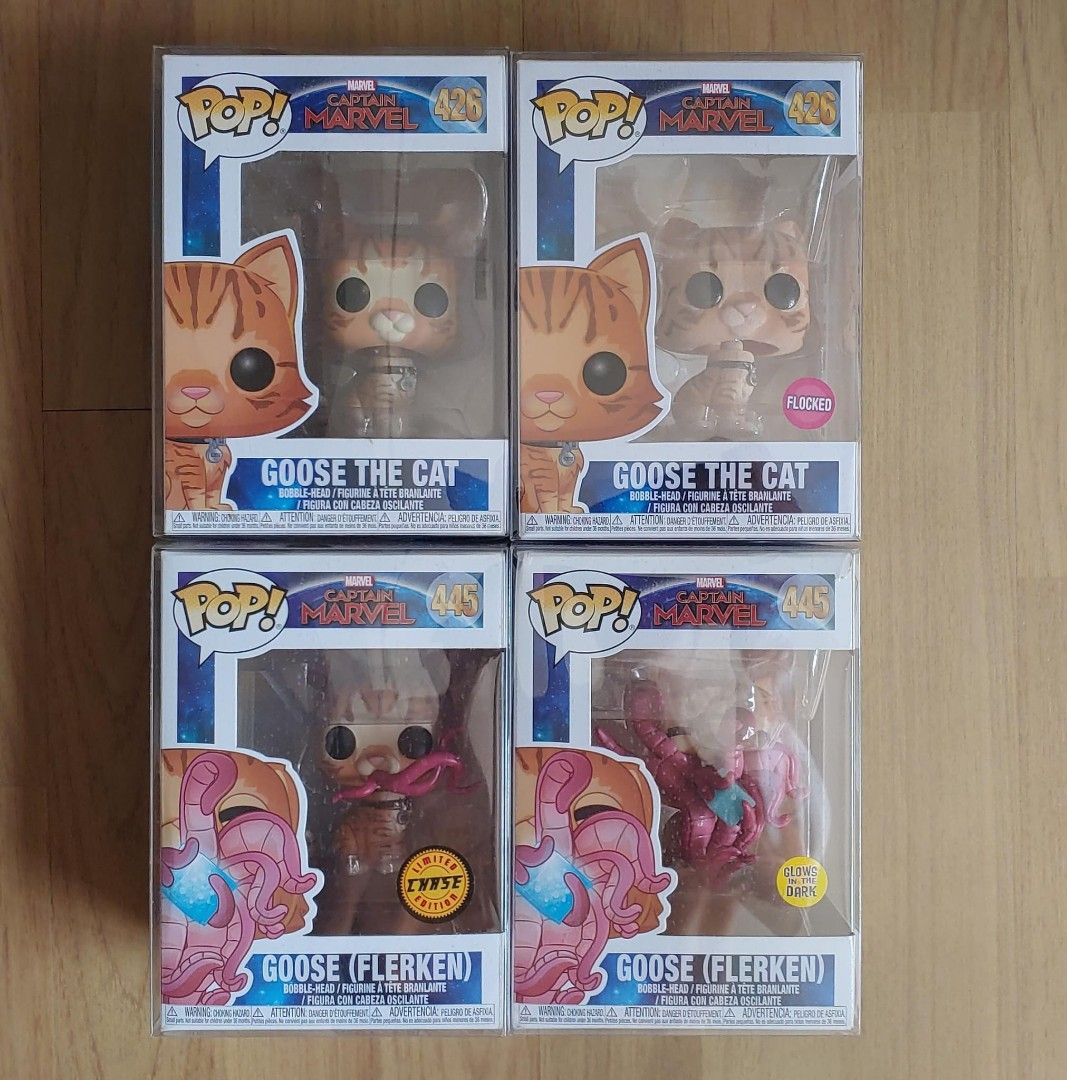 Funko POP Captain Marvel Goose Flerken Chase Cat (Set of 4), Hobbies ...