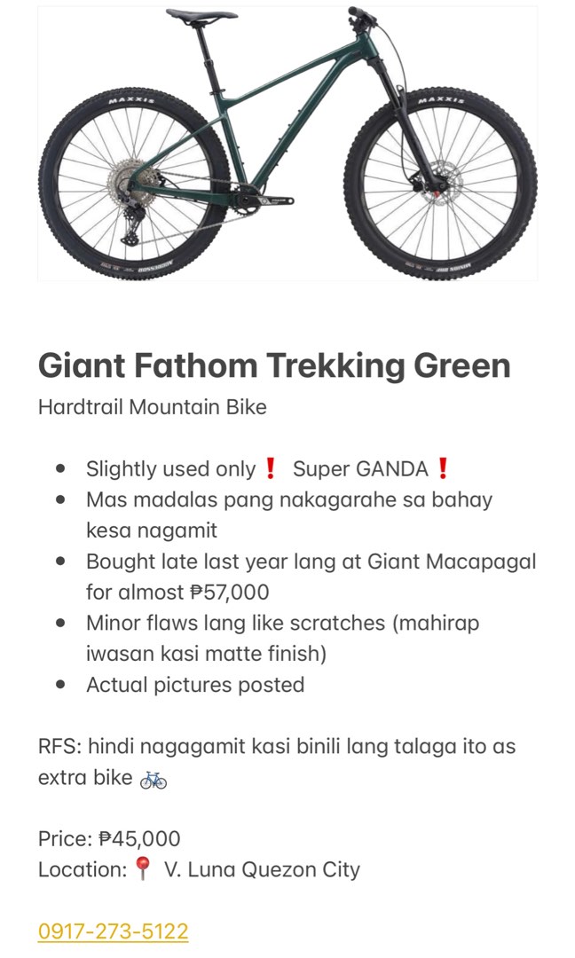 Giant Fathom 2 Mountain Bike Trekking Green, Sports Equipment, Bicycles & Parts, Bicycles on ...