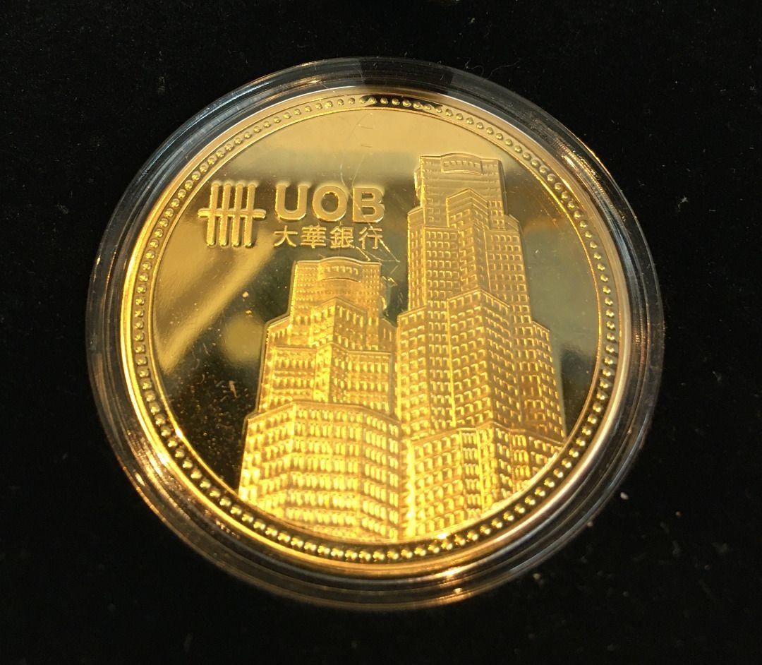 Gold plated coin - UOB anniversary, Hobbies & Toys, Memorabilia ...