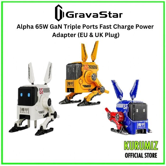 Gravastar Alpha 65W GaN Triple Ports Fast Charge Power Adapter (EU & UK ...