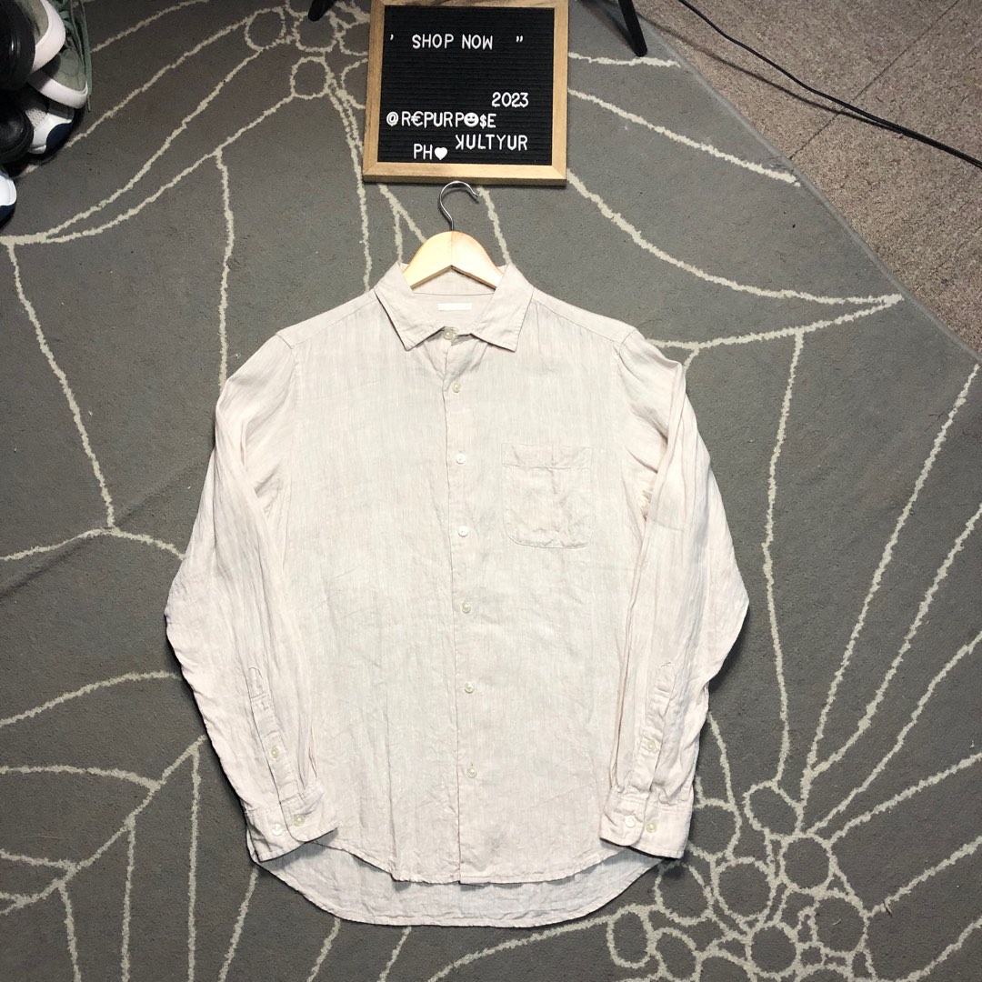 GU by uniqlo Linen Polo Longsleeve, Men's Fashion, Tops & Sets, Formal ...