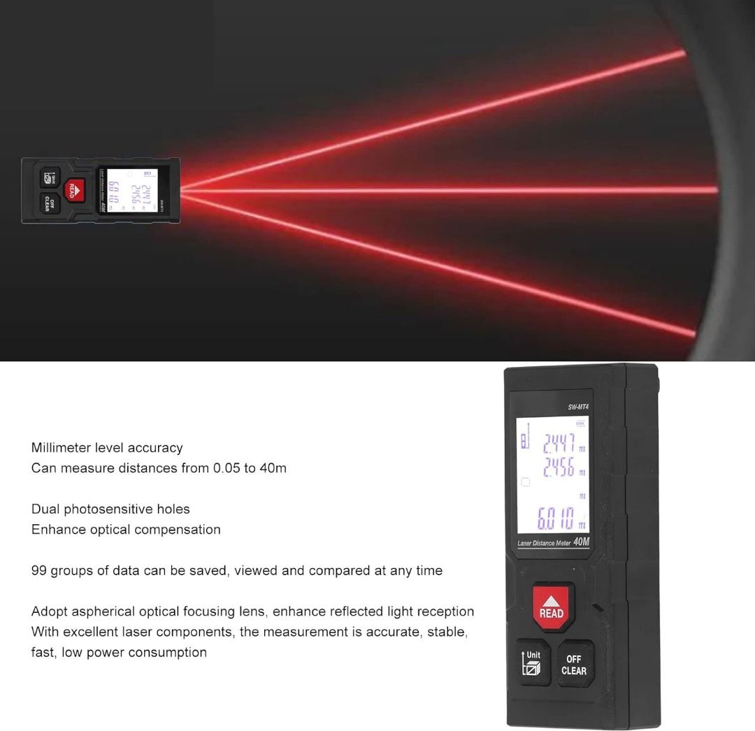 實體店鋪Handheld Laser Distance Meter,40m Range, Millimeter Accuracy ...
