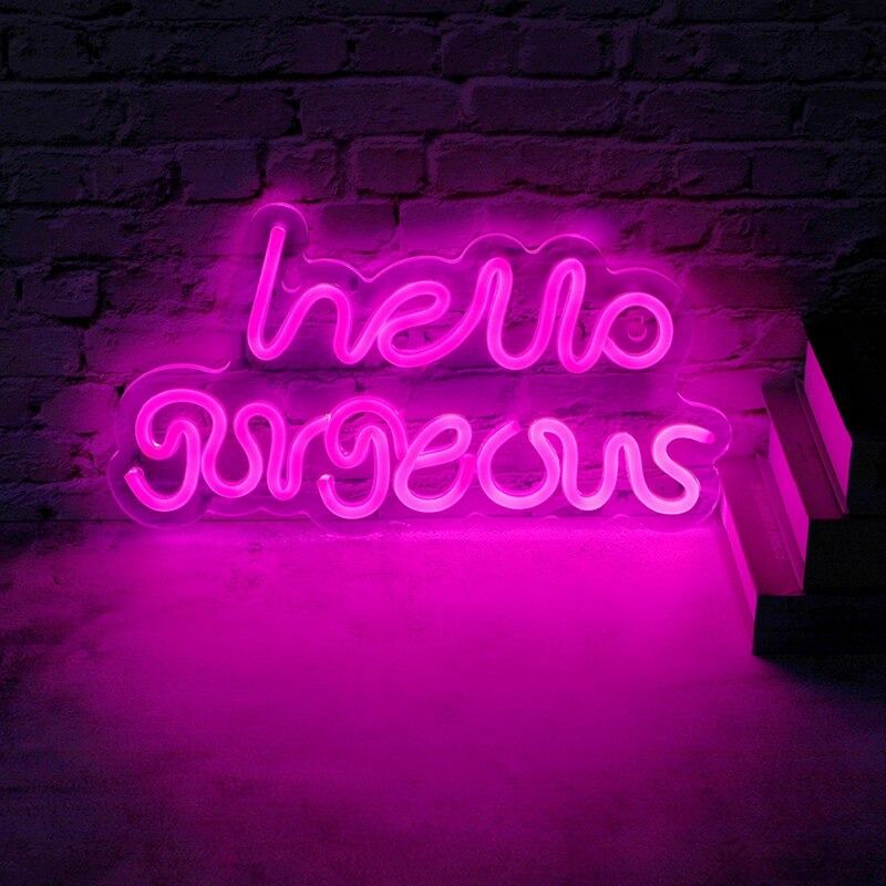 Hello Gorgeous Neon Sign Hello Beautiful Pink LED Neon Lights for Home ...