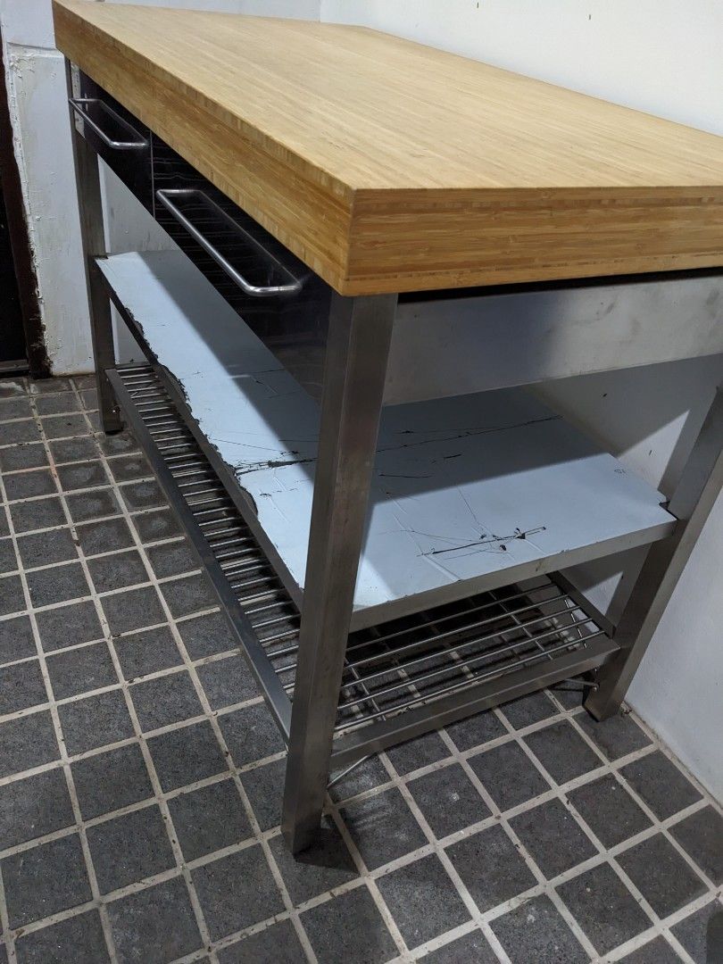 IKEA RIMFORSA Stainless Steel Bamboo Work Bench, Furniture & Home ...