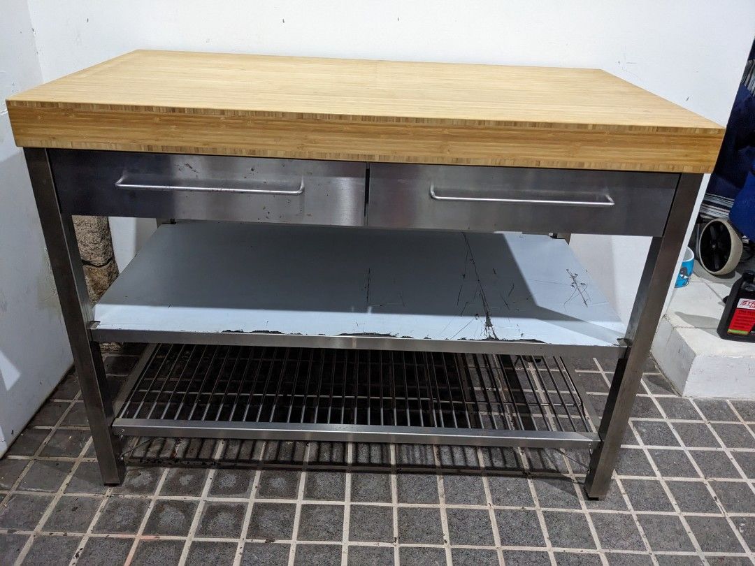 IKEA RIMFORSA Stainless Steel Bamboo Work Bench, Furniture & Home ...