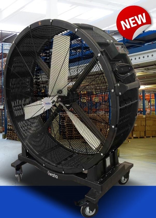 Iwata 44in Industrial High-Volume Low-Speed Mobile Drum Fan | HVLS DRUM ...