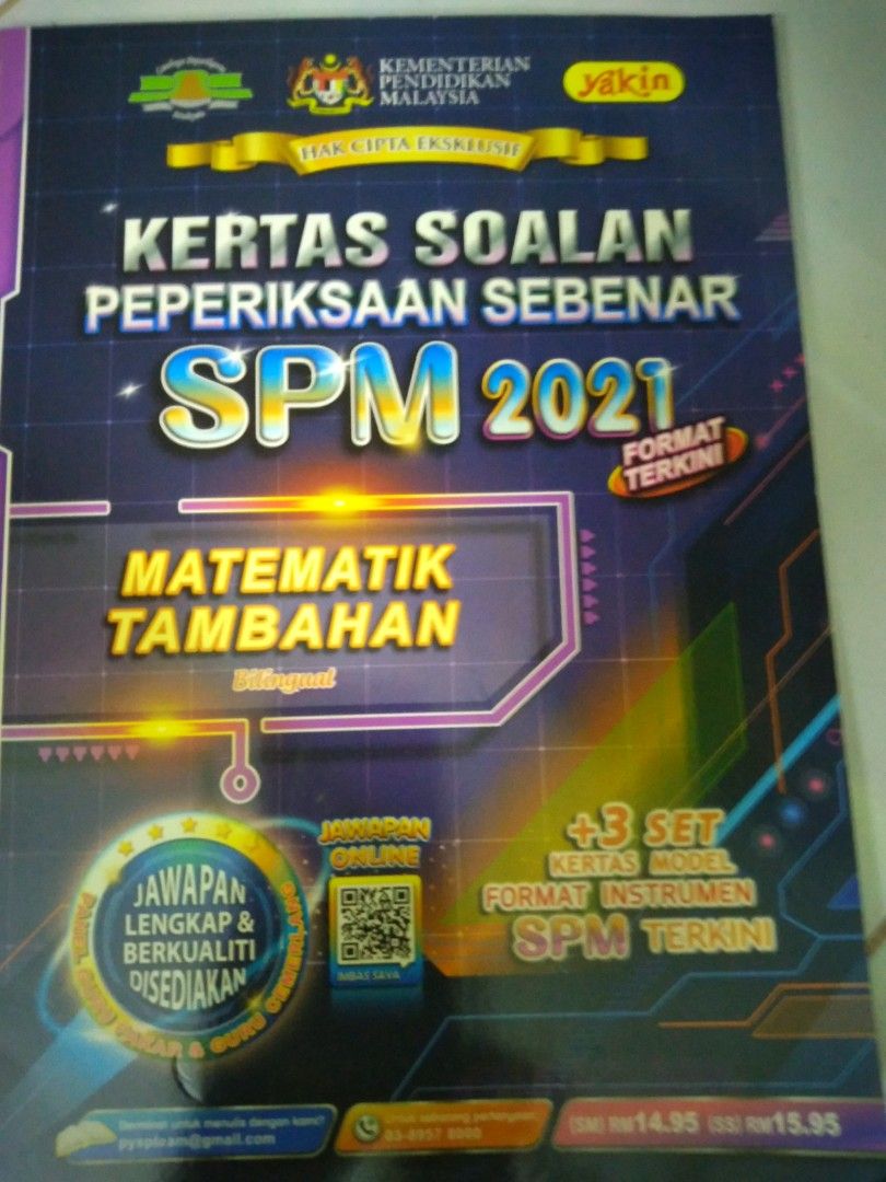 Kertas soalan peperiksaan sebenar SPM ADD MATHS 2021, Hobbies & Toys ...