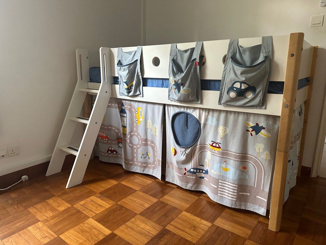 Kids Flexa Bunk bed with textile + 2 set of drawers+mattress and ...