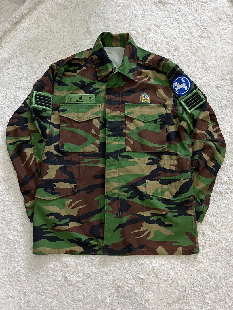 Korea Army M65 Woodland Camo Army Issue Jacket, Men's Fashion, Coats ...