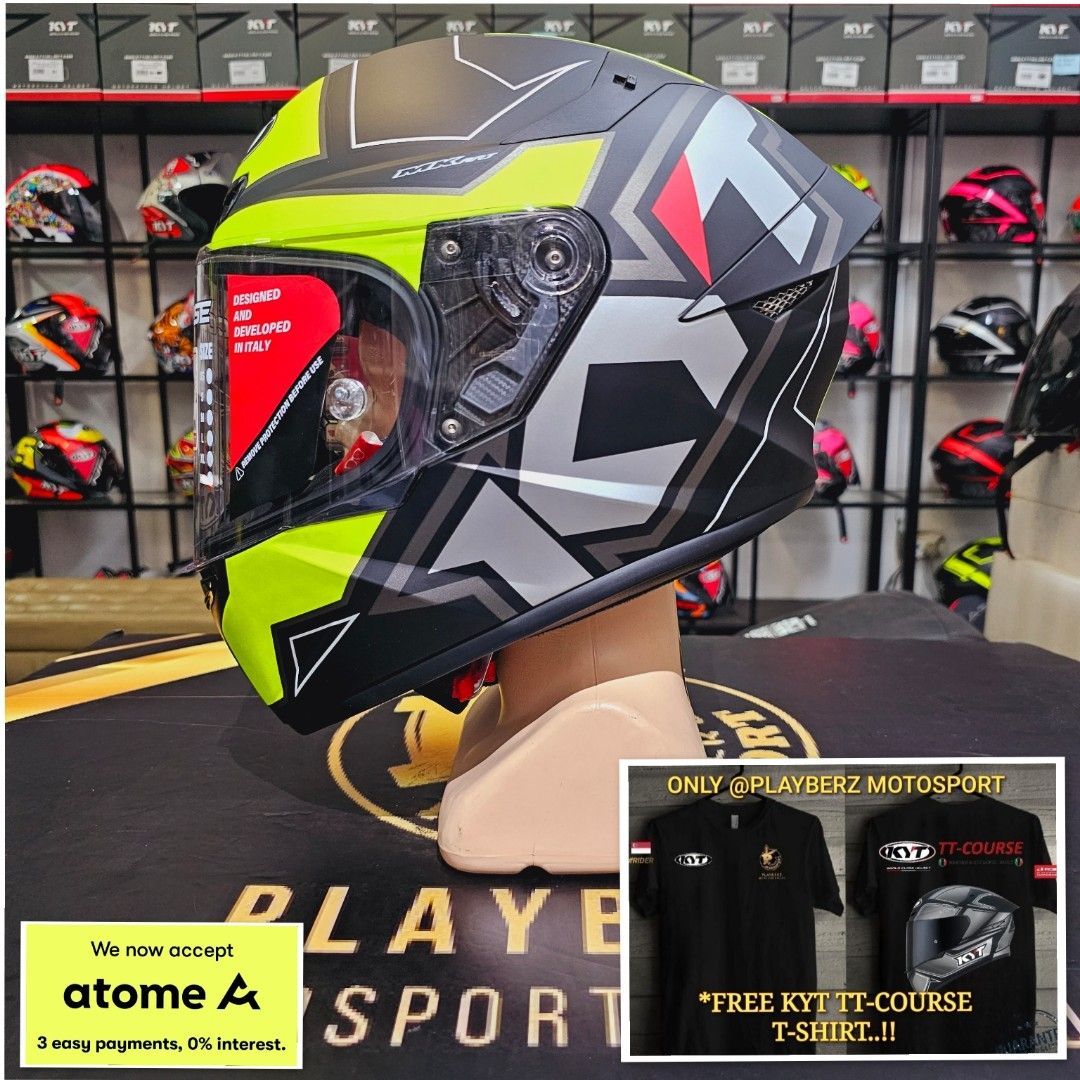 KYT TT-COURSE ELECTRON MATT YELLOW HELMET, Motorcycles, Motorcycle ...