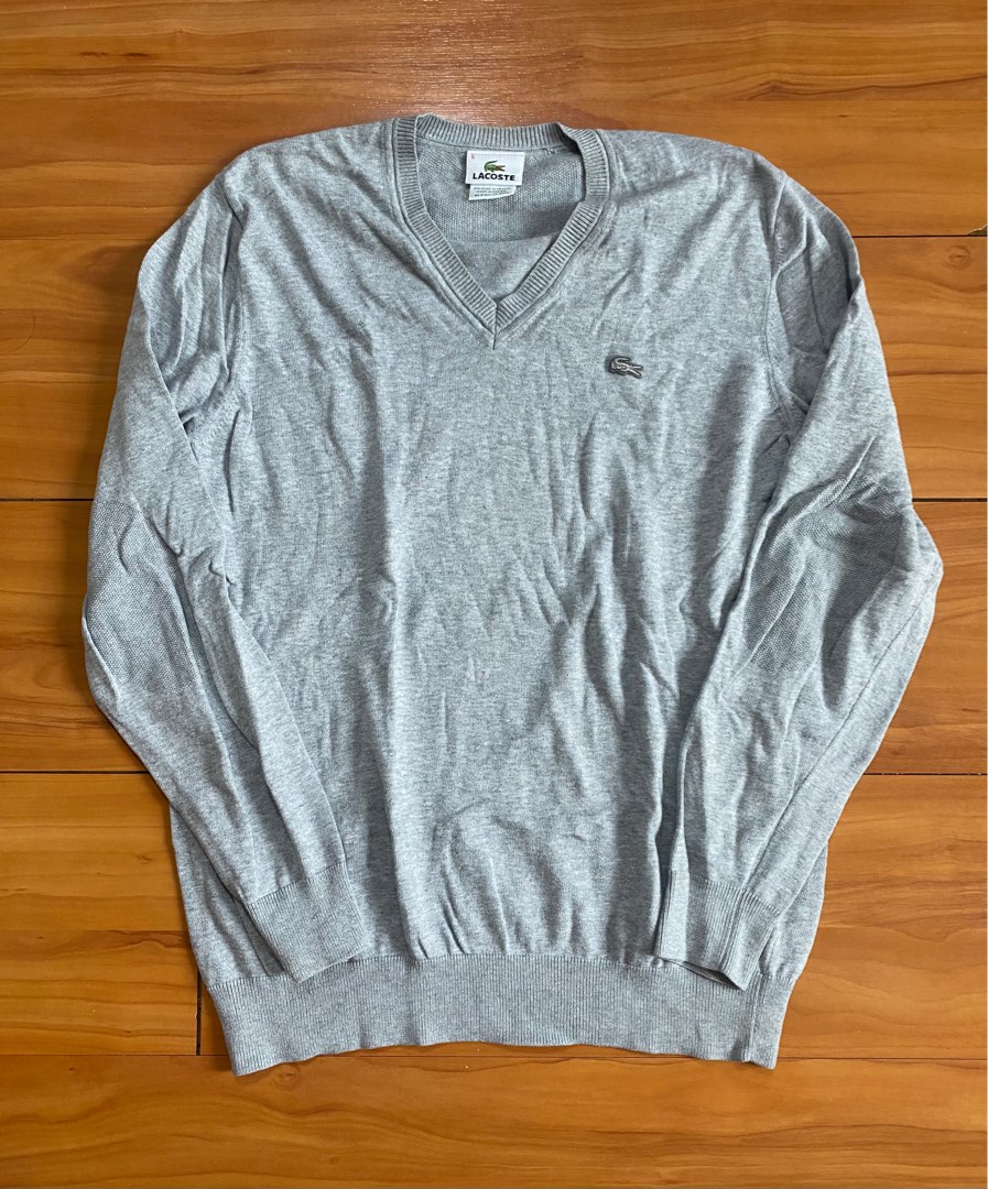 Lacoste Gray Sweater, Men's Fashion, Coats, Jackets and Outerwear on ...