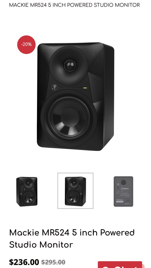 Mackie MR524 5 inch Powered Studio Monitor (x2, 1 pair), Audio ...