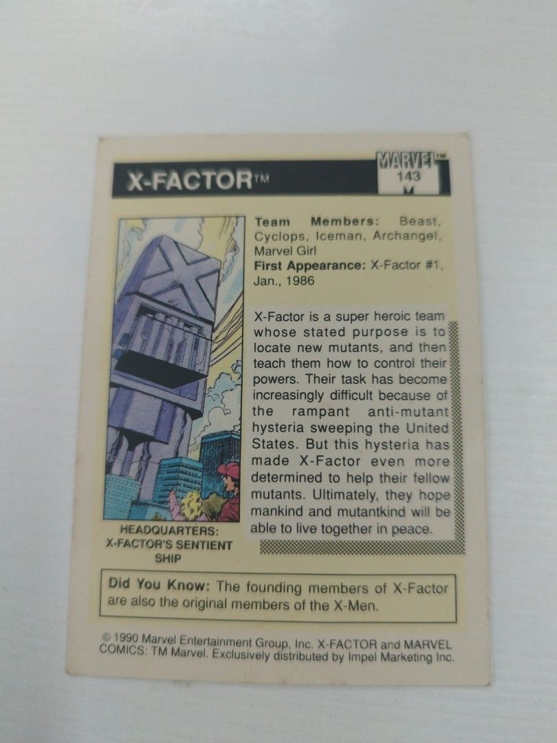 MARVEL COMICS Team Pictures X-Factor Beast Cyclops Iceman Archangel ...