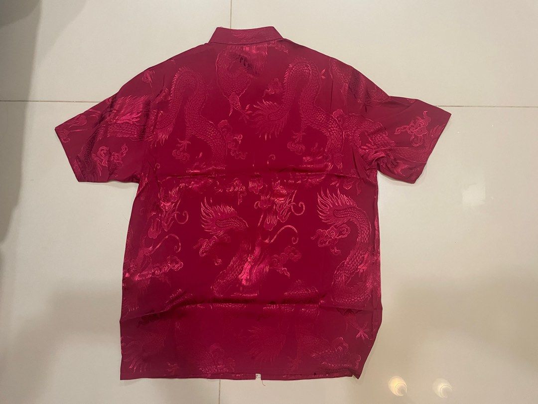 Mens red chinese dragon top wedding chinese new year, Men's Fashion ...