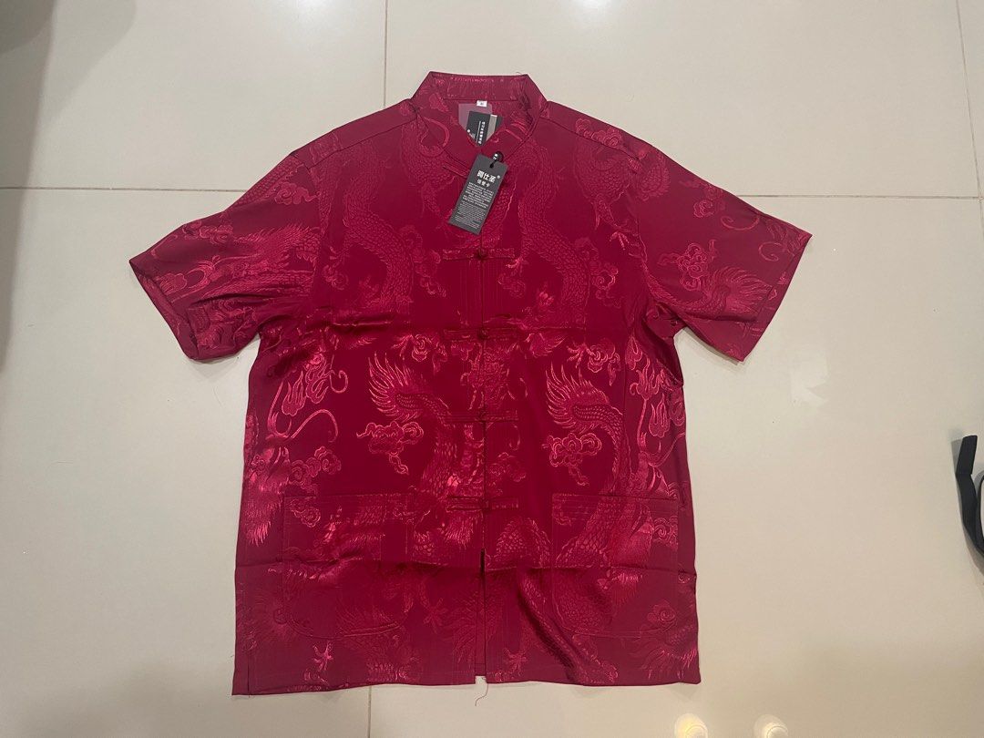 Mens red chinese dragon top wedding chinese new year, Men's Fashion ...