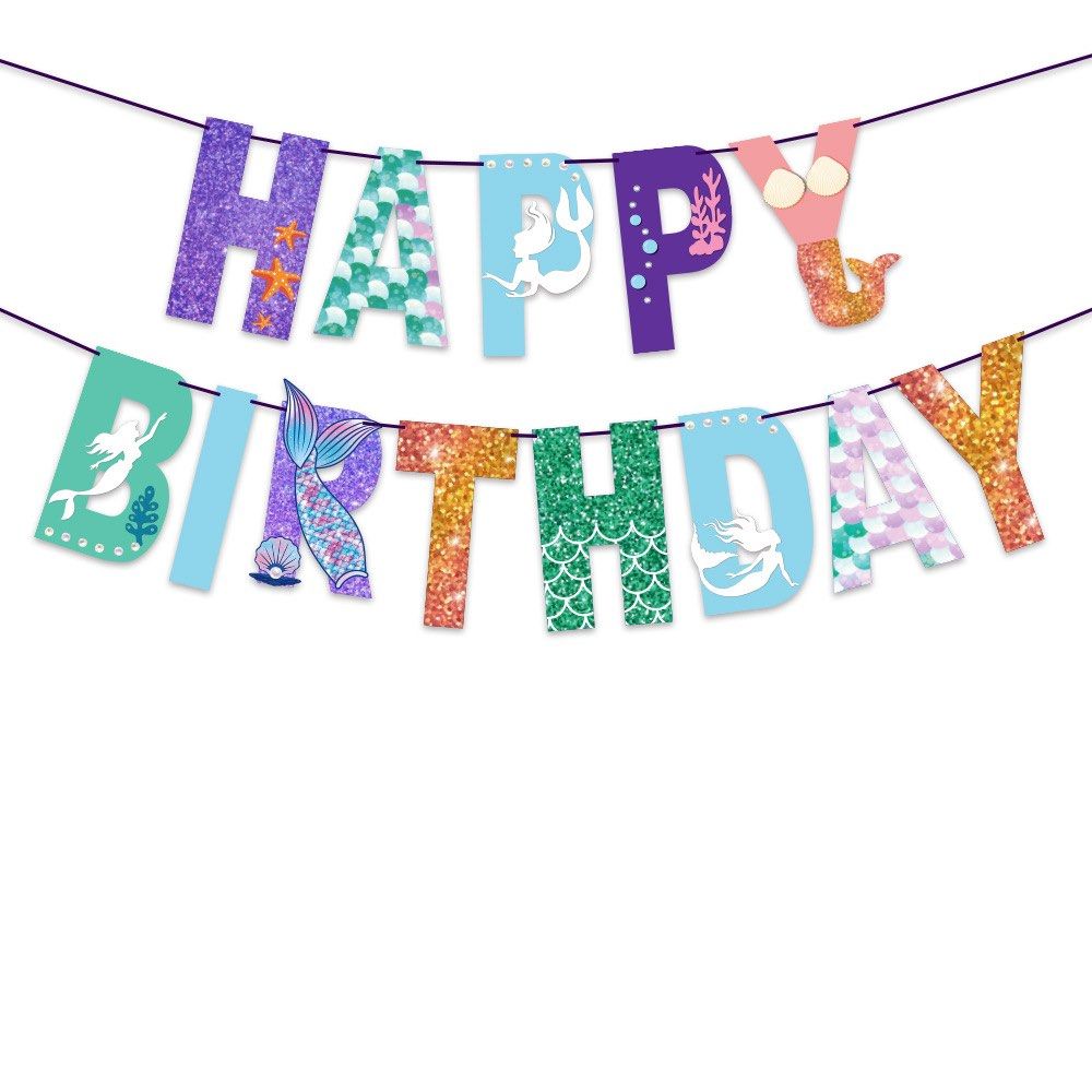 Mermaid Ariel party supplies - birthday banner / party deco, Hobbies ...