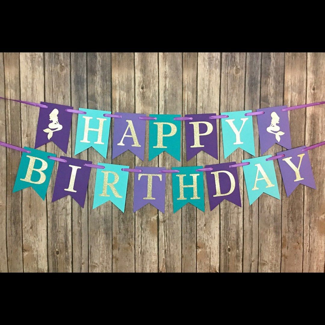 Mermaid Ariel party supplies - birthday banner / party deco, Hobbies ...