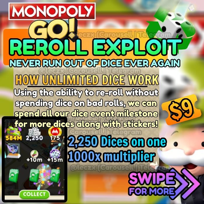 UNLIMITED DICE MONOPOLY GO (REROLL & MULTIPLIER EXPLOIT) VERSION 1.12.2 ORIGINAL | CHEAPEST | NO ...