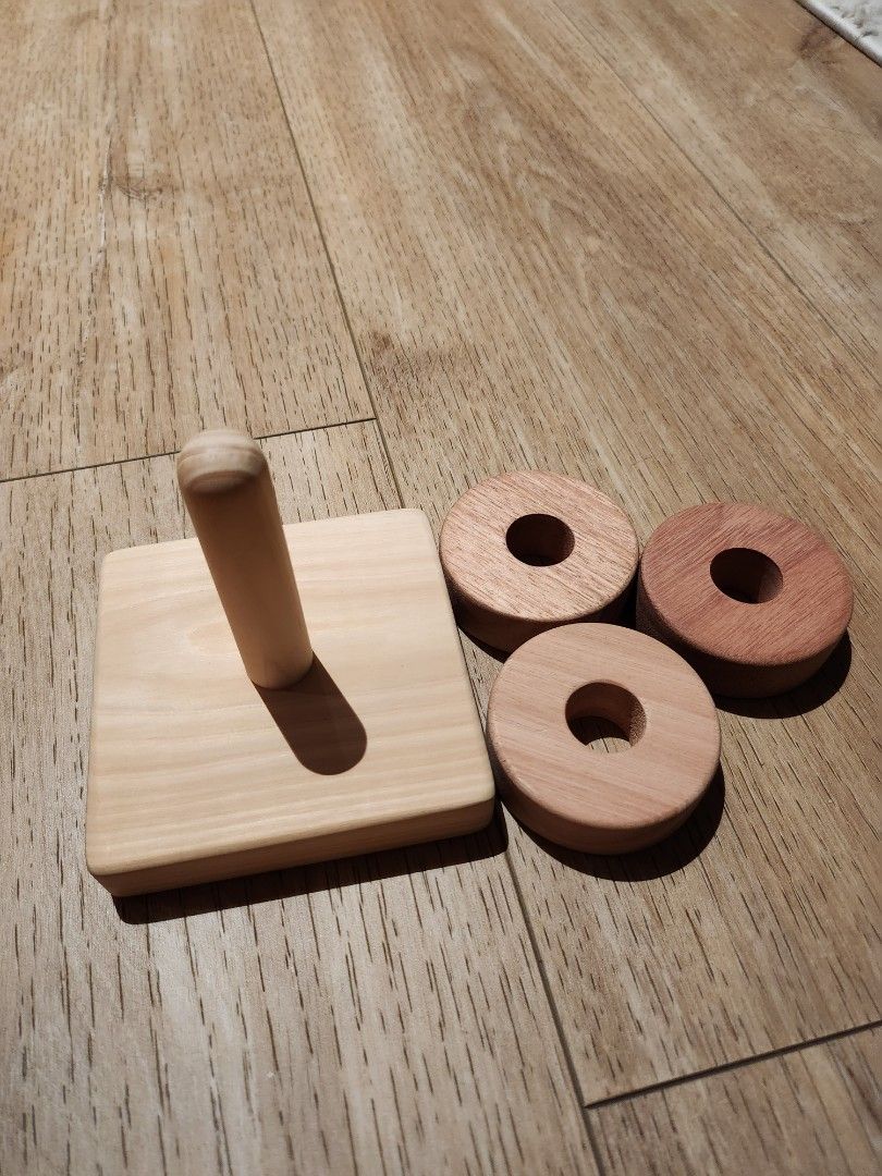 Montessori stacking rings on vertical dowel, Babies & Kids, Infant ...