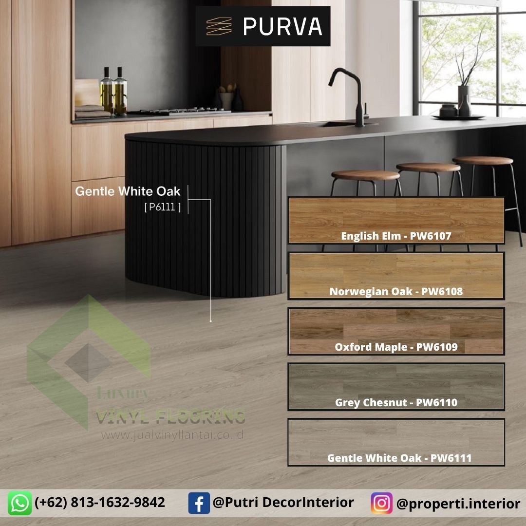 New Produk lantai SPC Purva tebal 6mm (+1mm ixpe) uk. 18cm x 1,22m, Perabotan Rumah di Carousell