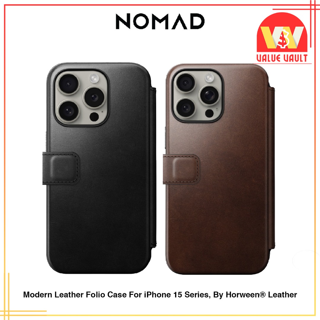 NOMAD Modern Leather Folio Case For iPhone 15 Series By Horween ...