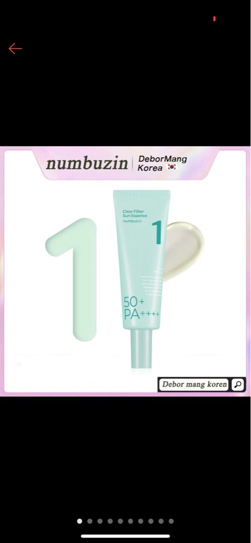 Numbuzin No. 1 Pure- Full Calming Sunscreen/ Clear Filter Sun Essence ...