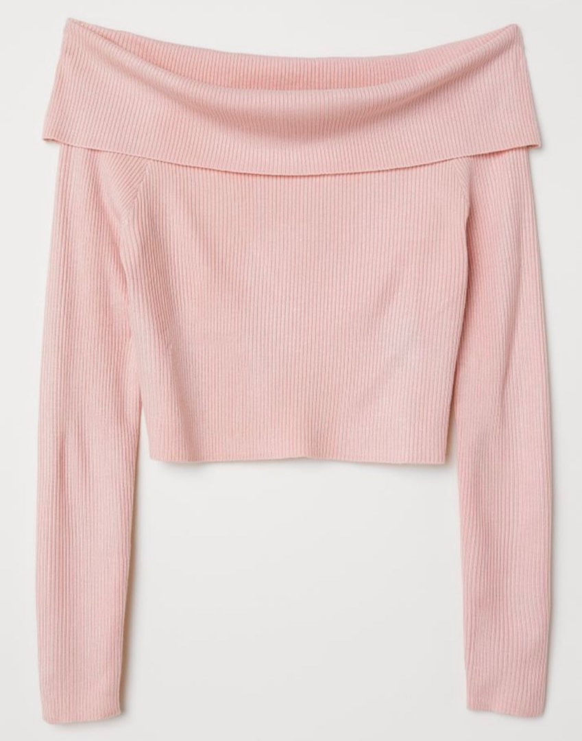Pink Off Shoulder Sweater, Women's Fashion, Tops, Blouses on Carousell