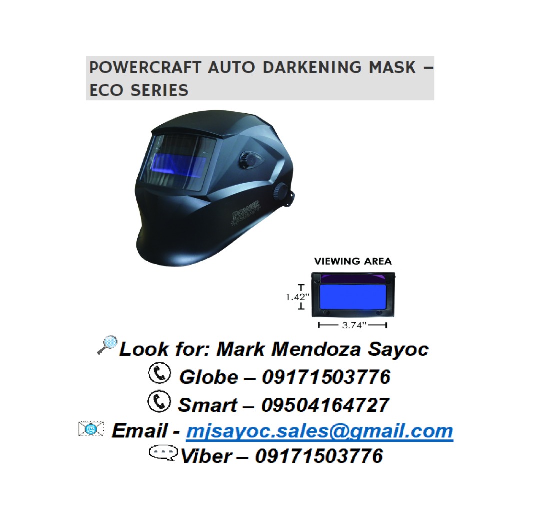 POWERCRAFT AUTO DARKENING MASK – ECO SERIES, Commercial & Industrial ...